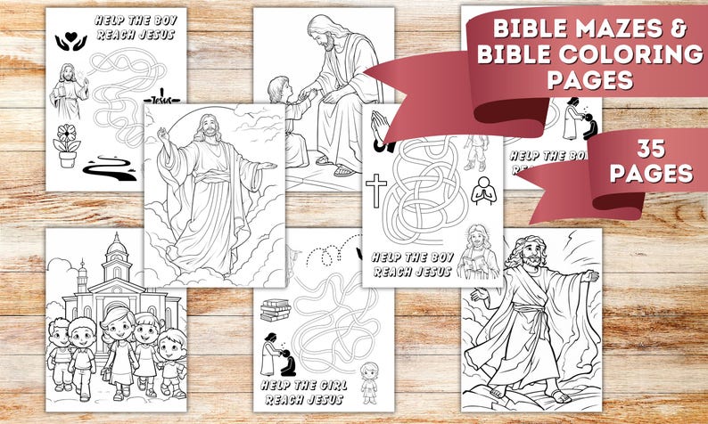 Bible Mazes for Kids and Coloring Book, Vol3, Part1, 35 Fun and Faith ...