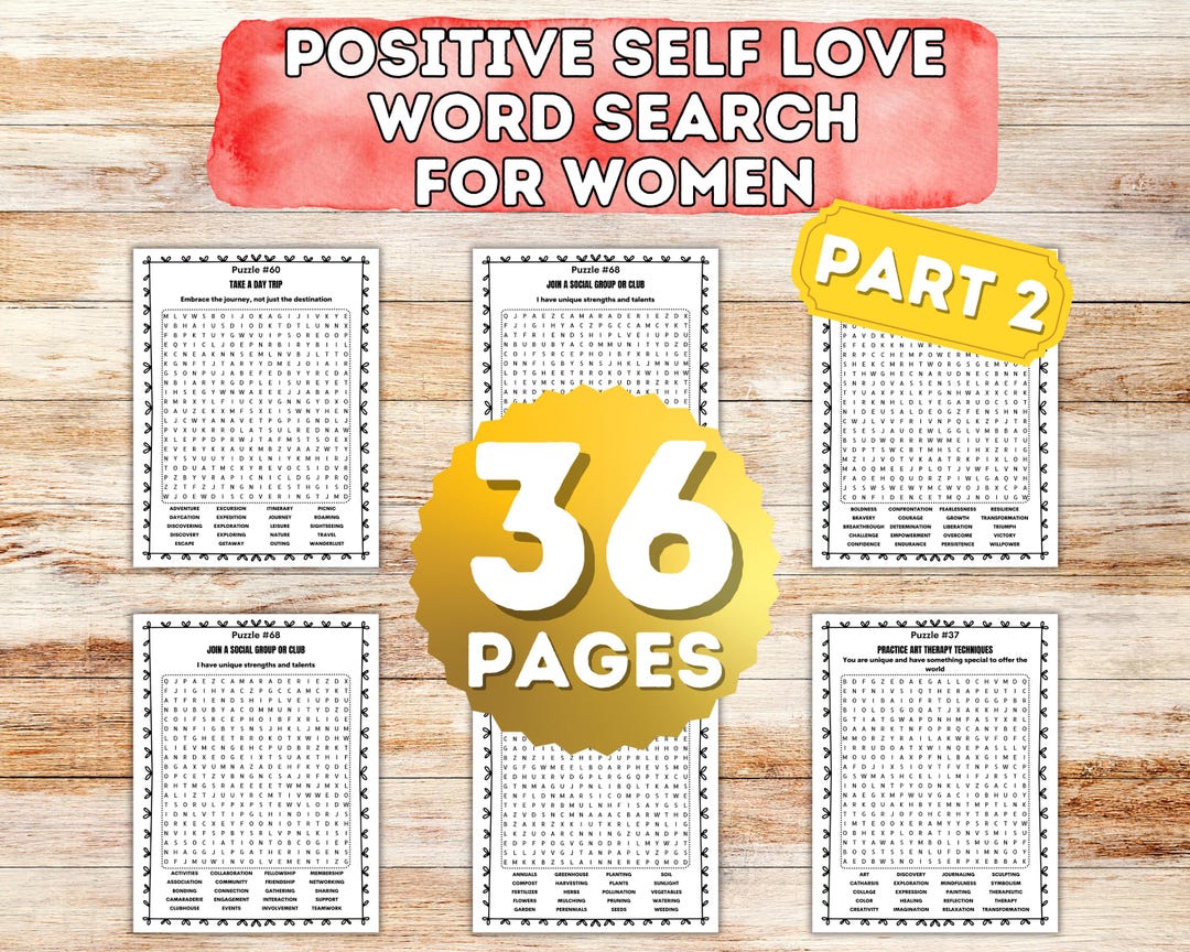 Positive Self-love Word Search for Women Part 2 Printable Word Puzzle ...