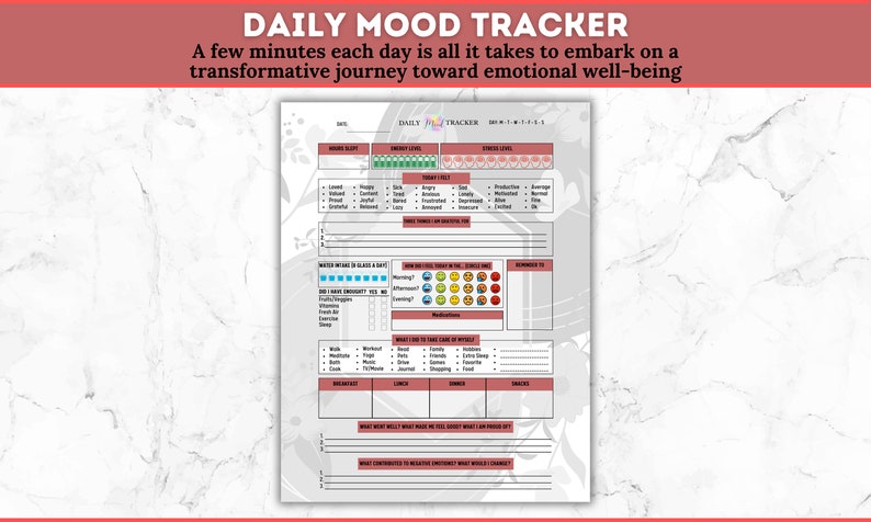 Mood Tracker Journal for Teenage Girls, Yearly, Monthly, Weekly, and ...