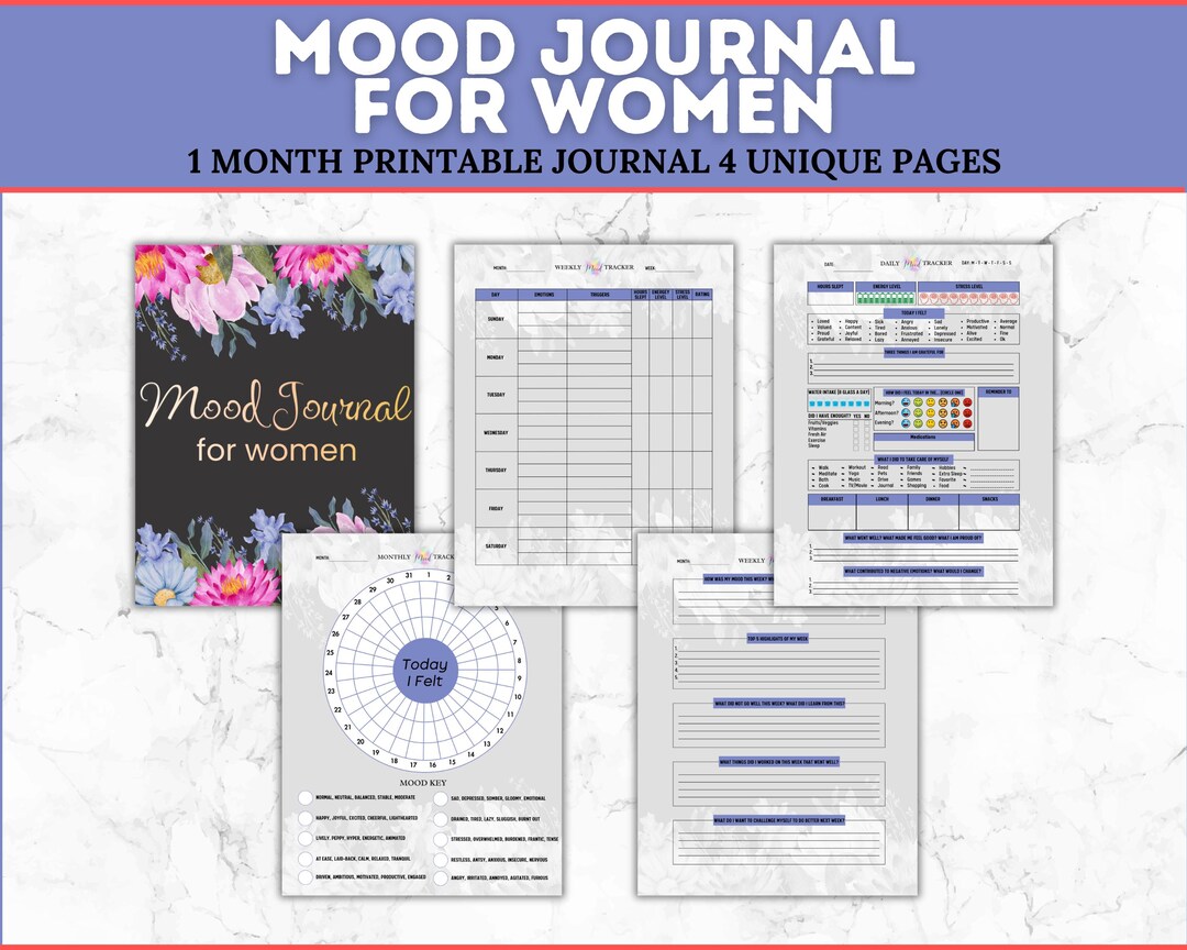 Mood Journal for Women Explore Emotions, Reflect on Experiences, and ...