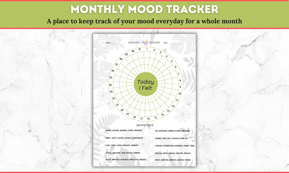 Mood Tracker Journal for Teens, Monthly, Weekly, and Daily Tracking ...