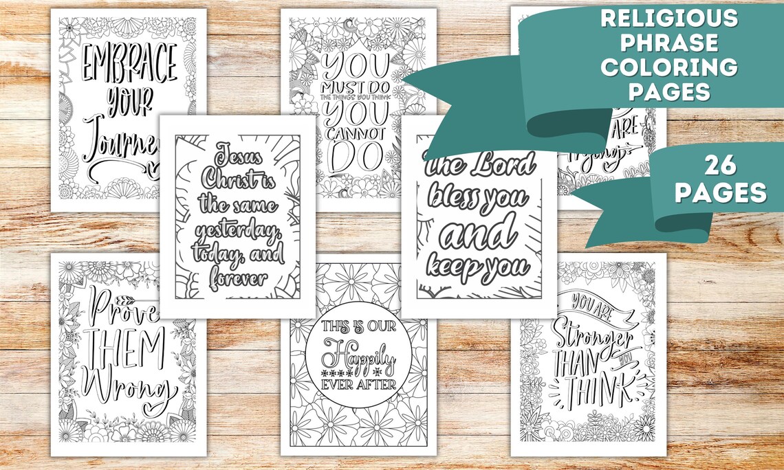 Religious Phrase Coloring Book for Girls, Part One 56 Pages ...