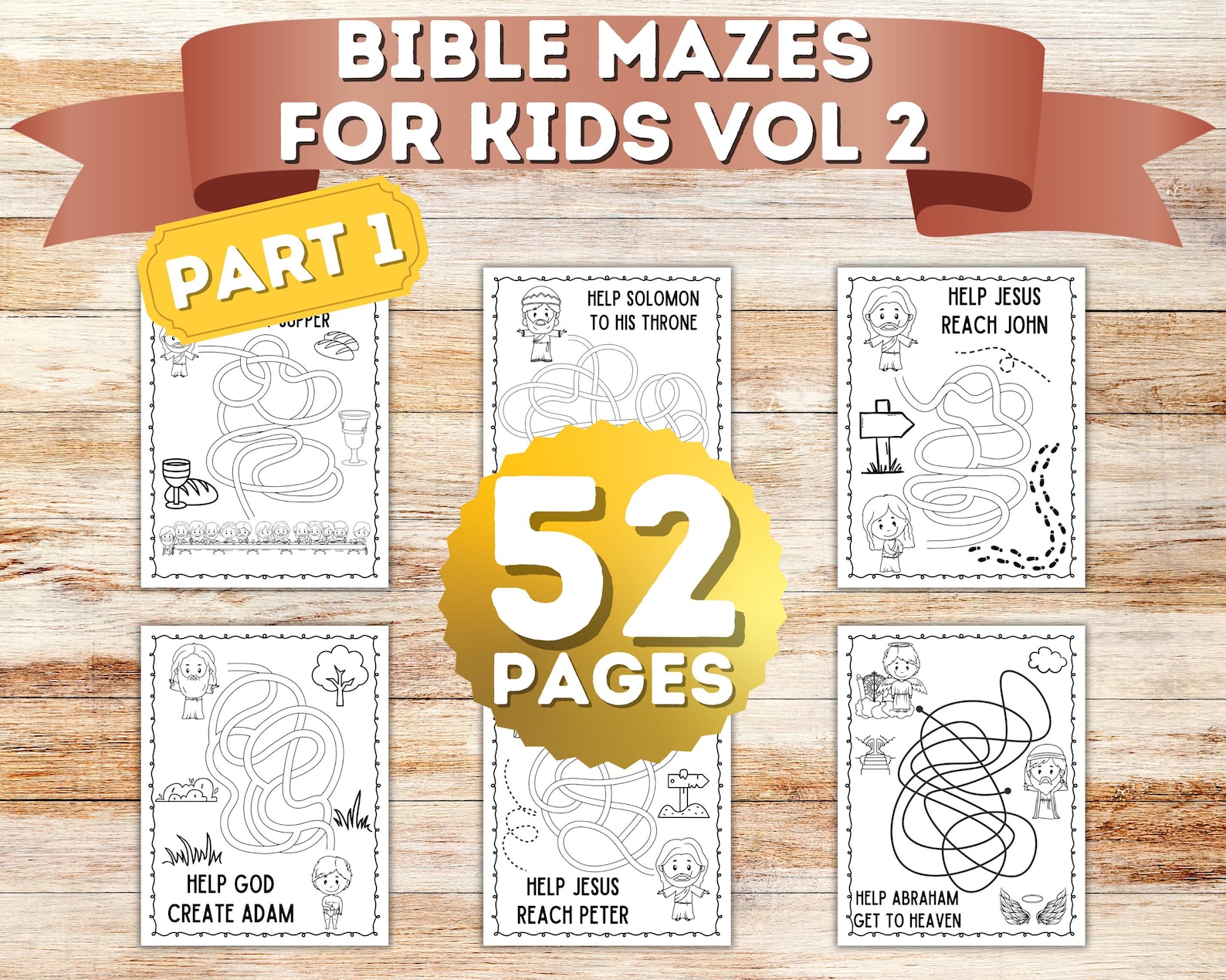 Bible Mazes for Kids Vol 2, Part1 52 Fun and Faith-filled Mazes an ...
