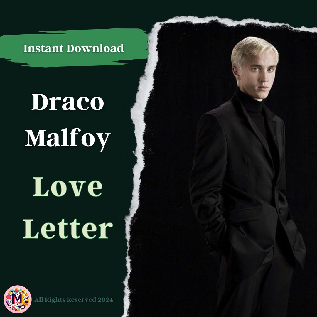 Lettre d'amour de Draco Malfoy, lettre de caractère réconfortant, art de fan de l'école de magie ...