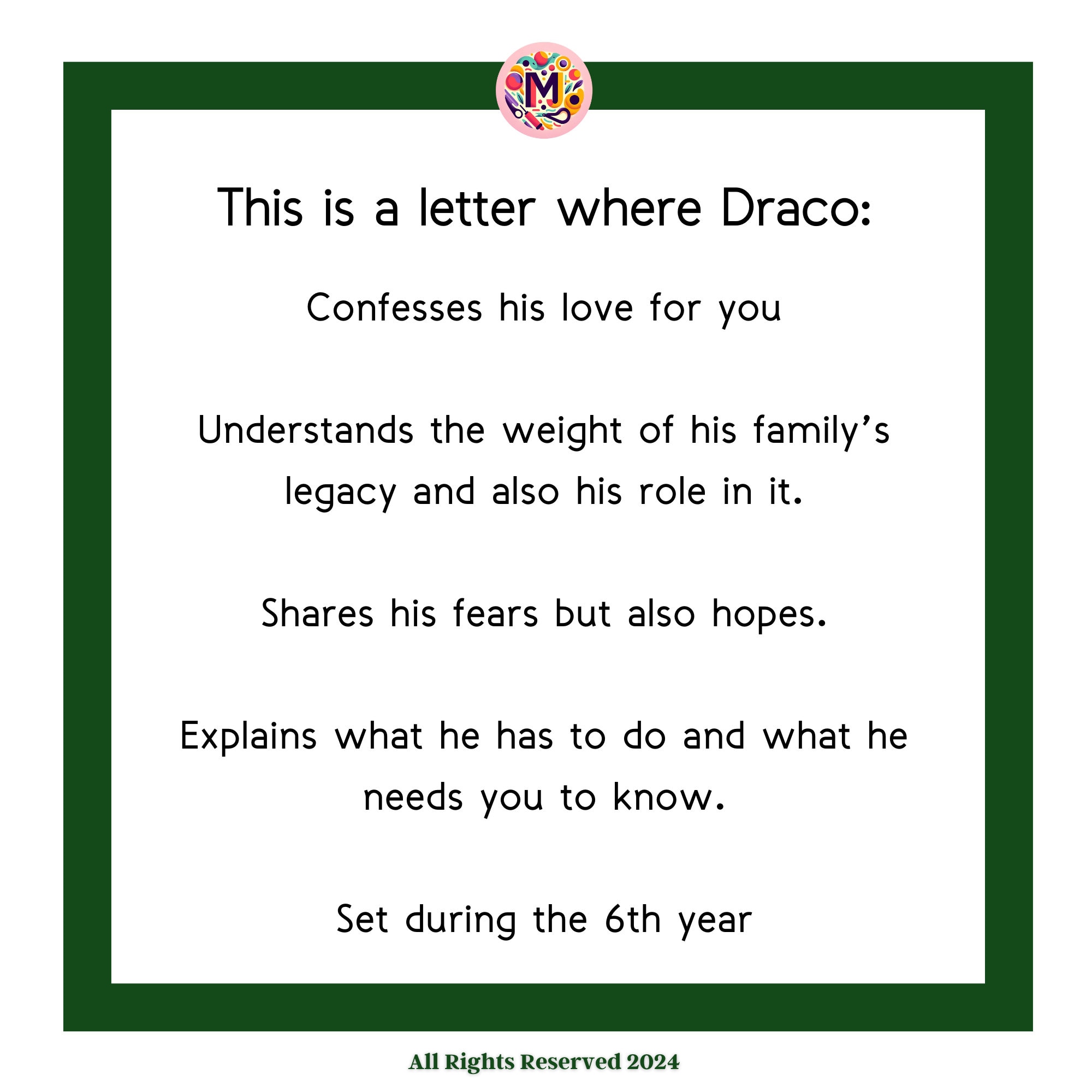 Draco Malfoy Love Letter, Comfort Character Letter, Magic School Fan ...