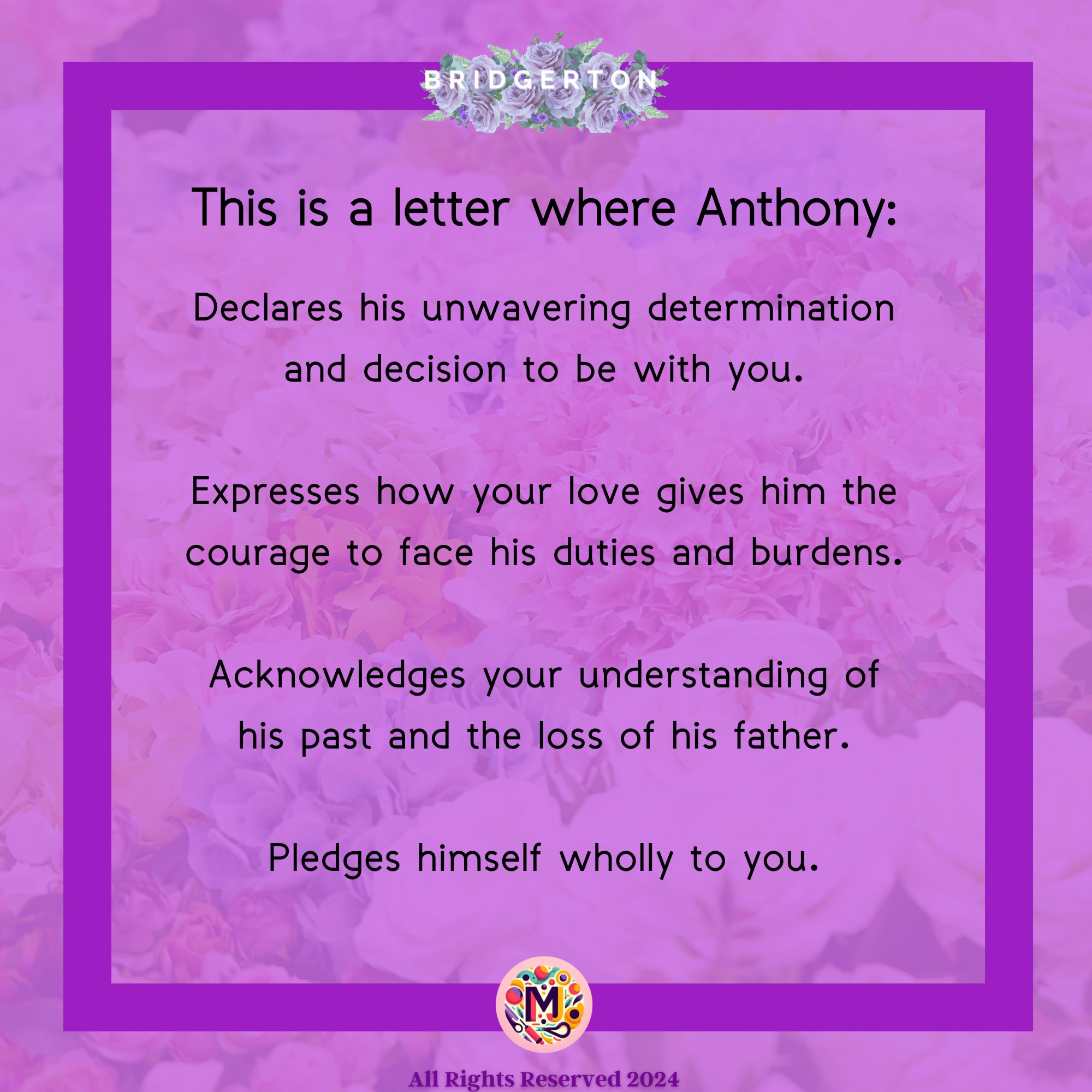 Anthony Bridgerton Love Letter, Comfort Character Letter, Bridgerton ...