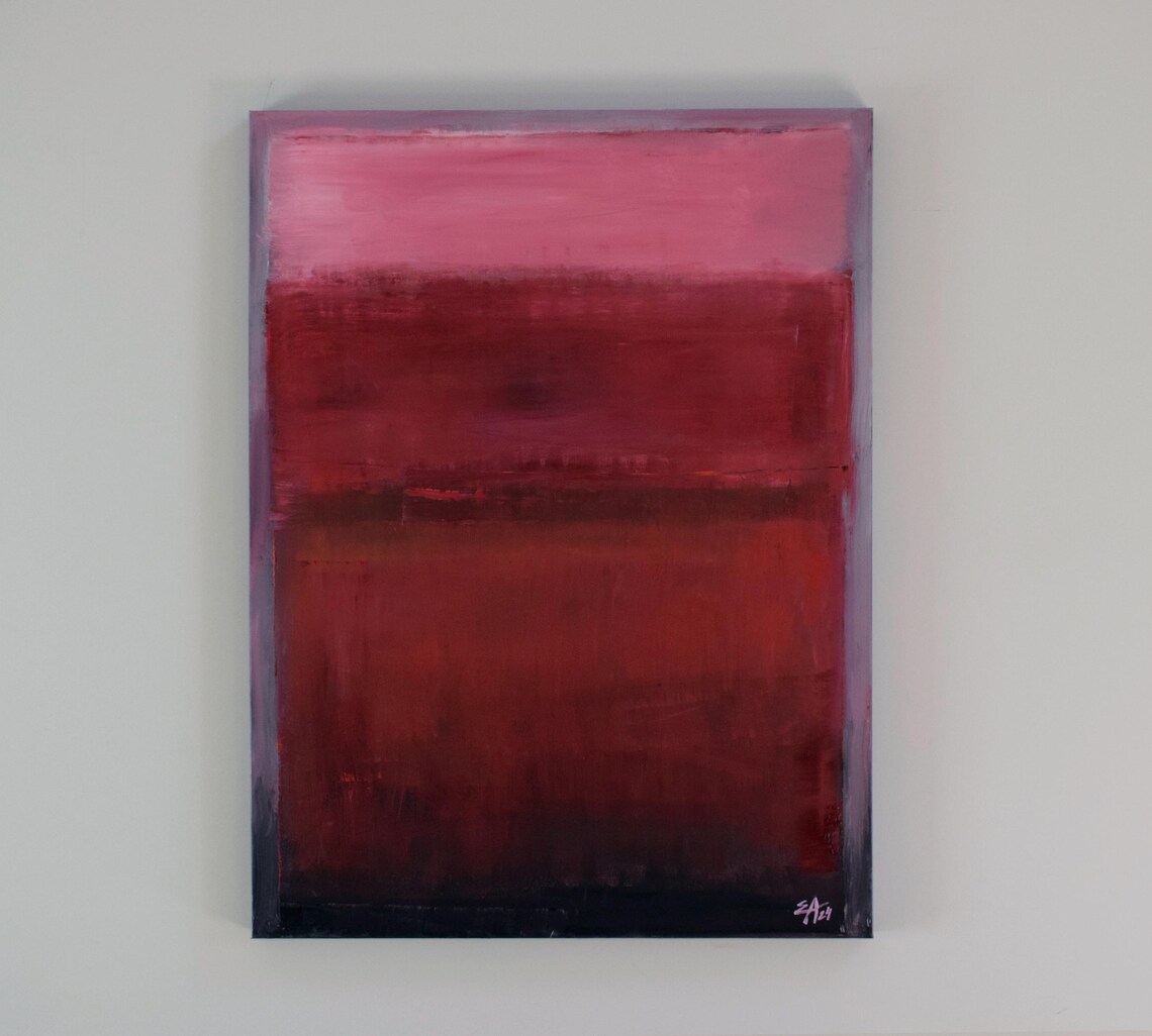 Deep Burgundy Color, Raspberry, Vertical, Original Oil Painting on ...