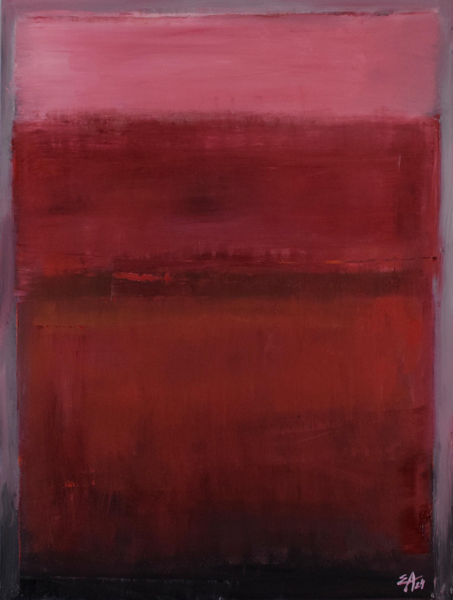 Deep Burgundy Color, Raspberry, Vertical, Original Oil Painting on ...