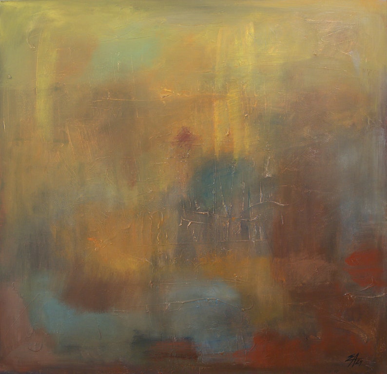 Autumn's Beautiful Melancholy, Original Oil Painting on Canvas 36x36 ...