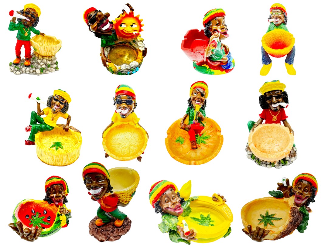 Jamaican Polyresin Rasta Man Ashtray With Deep Bowl - Unique Smoking ...