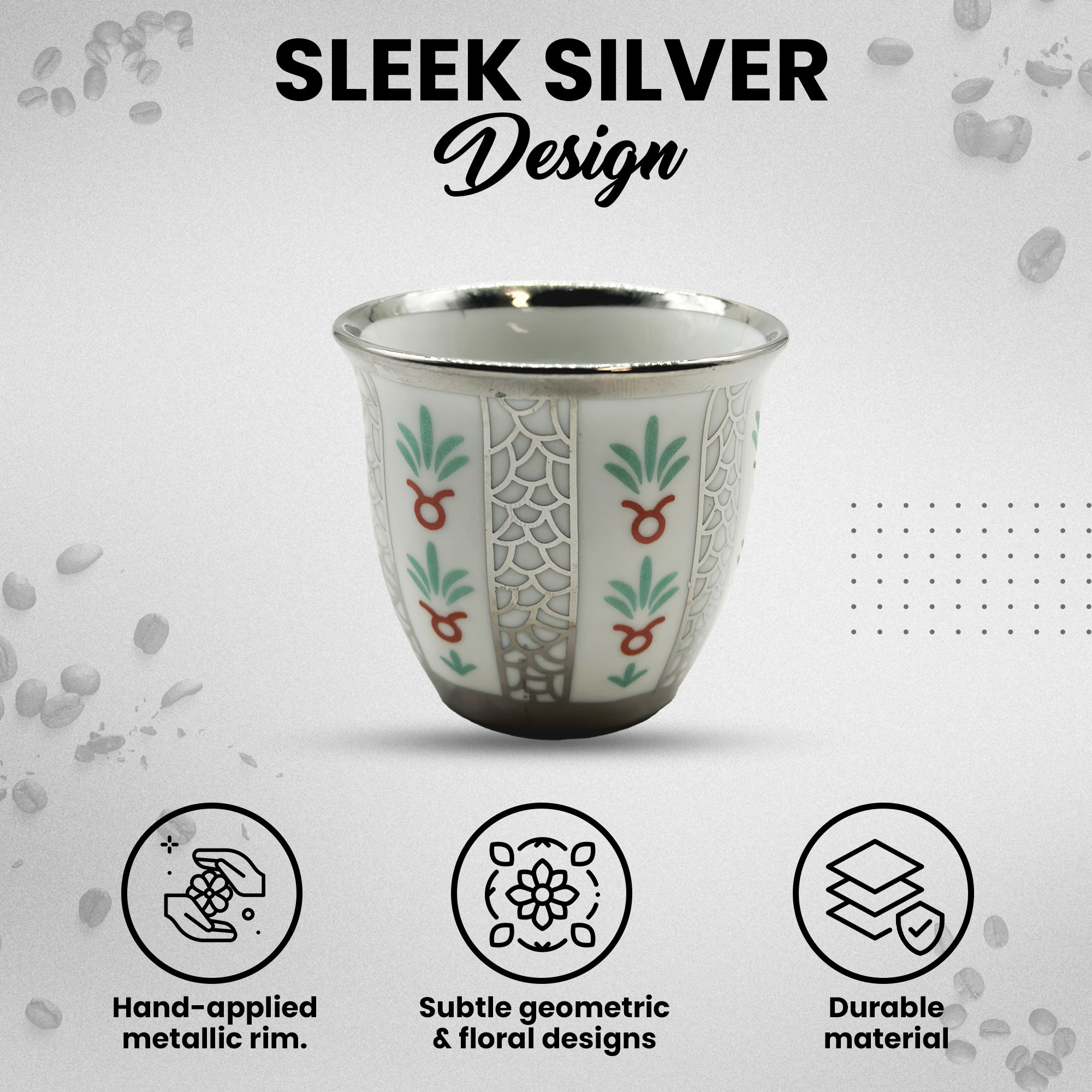 Premium Porcelain Arabic Turkish Greek Coffee Cup Set 100ml- Gold ...