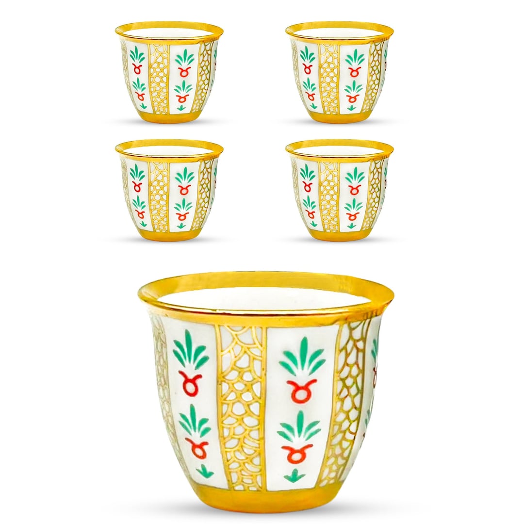 Premium Porcelain Arabic Turkish Greek Coffee Cup Set 100ml- Gold ...