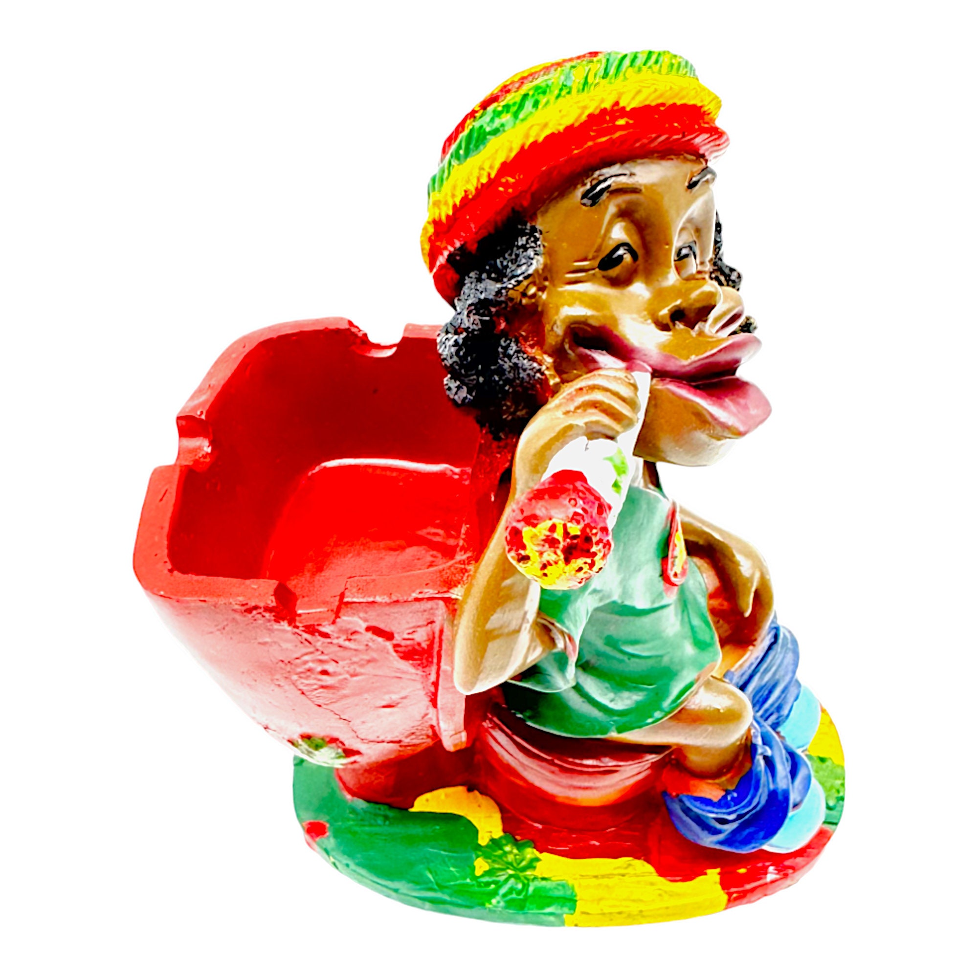 Jamaican Polyresin Rasta Man Ashtray With Deep Bowl - Unique Smoking Figurine for Cigars ...