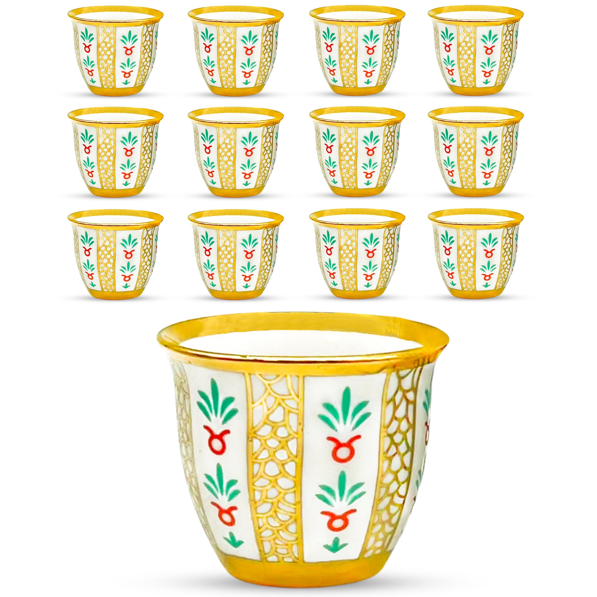 Premium Porcelain Arabic Turkish Greek Coffee Cup Set 100ml- Gold ...