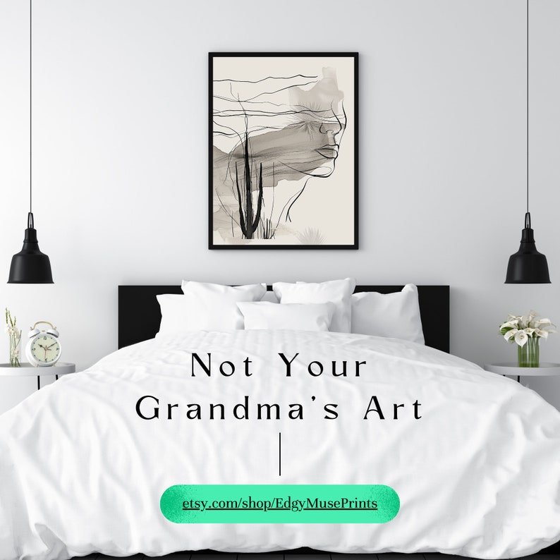 Boho-inspired Line Art, Modern and Minimalistic Wall Art, Neutral Tones ...