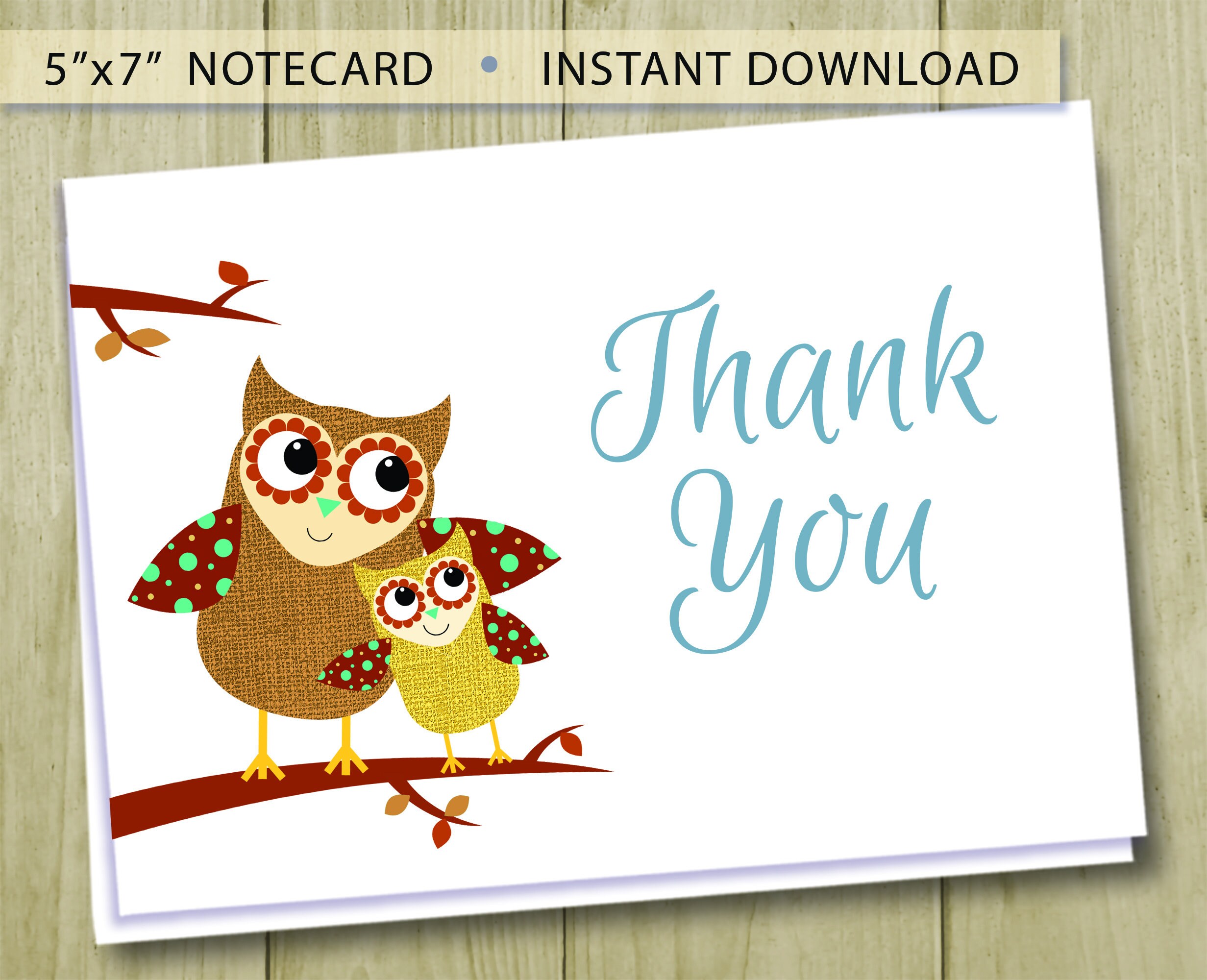 Cute Owls Thank You Card - Etsy