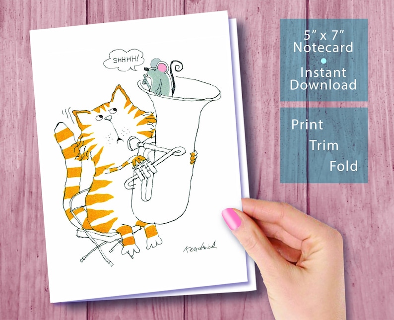 Silly Funny Cat Playing the Tuba - Etsy