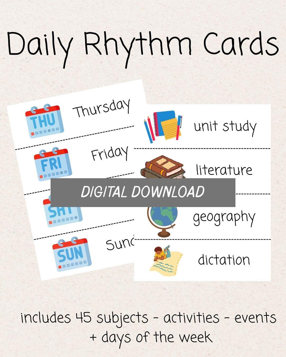 Daily Rhythm Cards for Homeschool Visual Schedule - Etsy