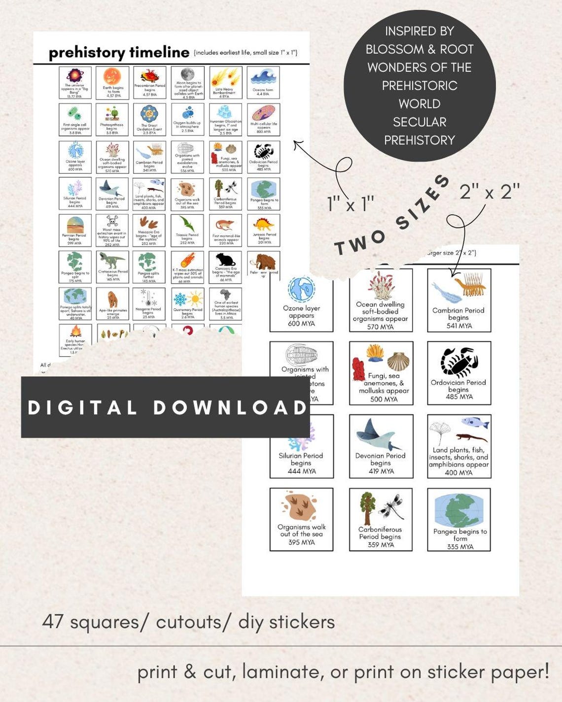 Prehistory Timeline Stickers: Homeschool Printable Cutouts (digital ...