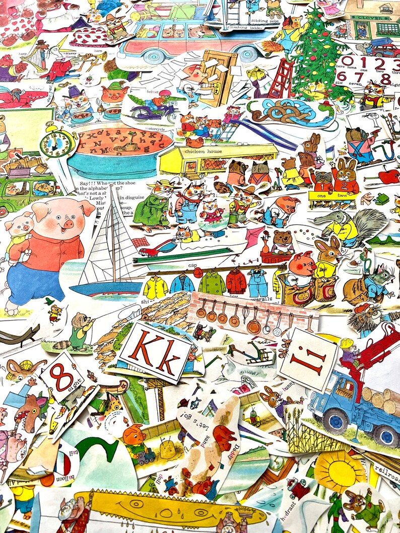 Richard Scarry Ephemera From Vintage Children's Books for Art Projects ...