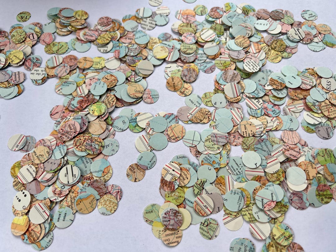 Round Circle Confetti Made of Antique Vintage Atlas Map Pages, 550 ...