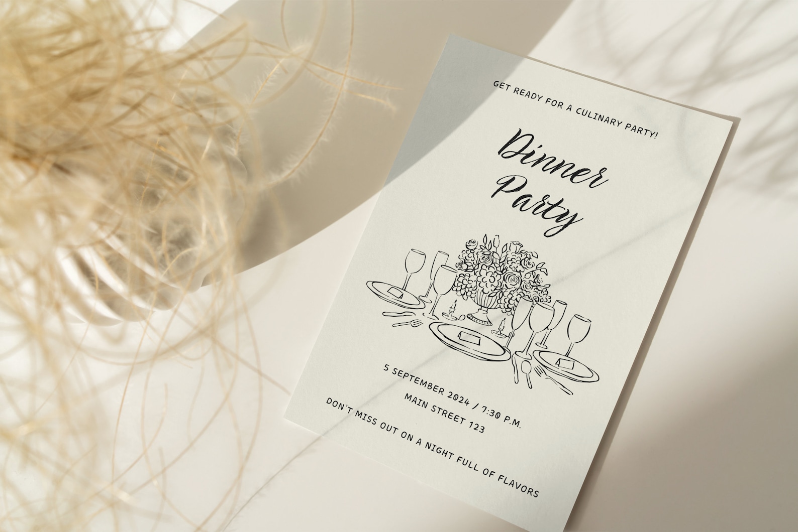Hand Drawn Dinner Table (SVG, PNG, CANVA). Tablescape for Invitations ...