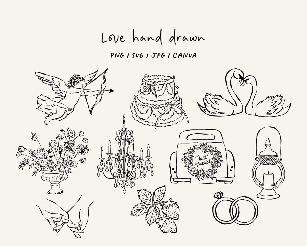 Hand Drawn Love Illustrations. Icons in SVG / PNG / Canva for ...