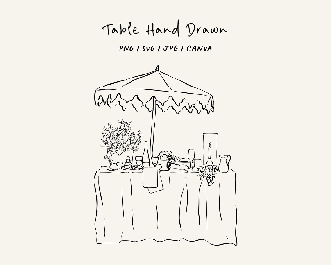 Hand-drawn Table (SVG, PNG, CANVA). Tablescape for Invitations ...
