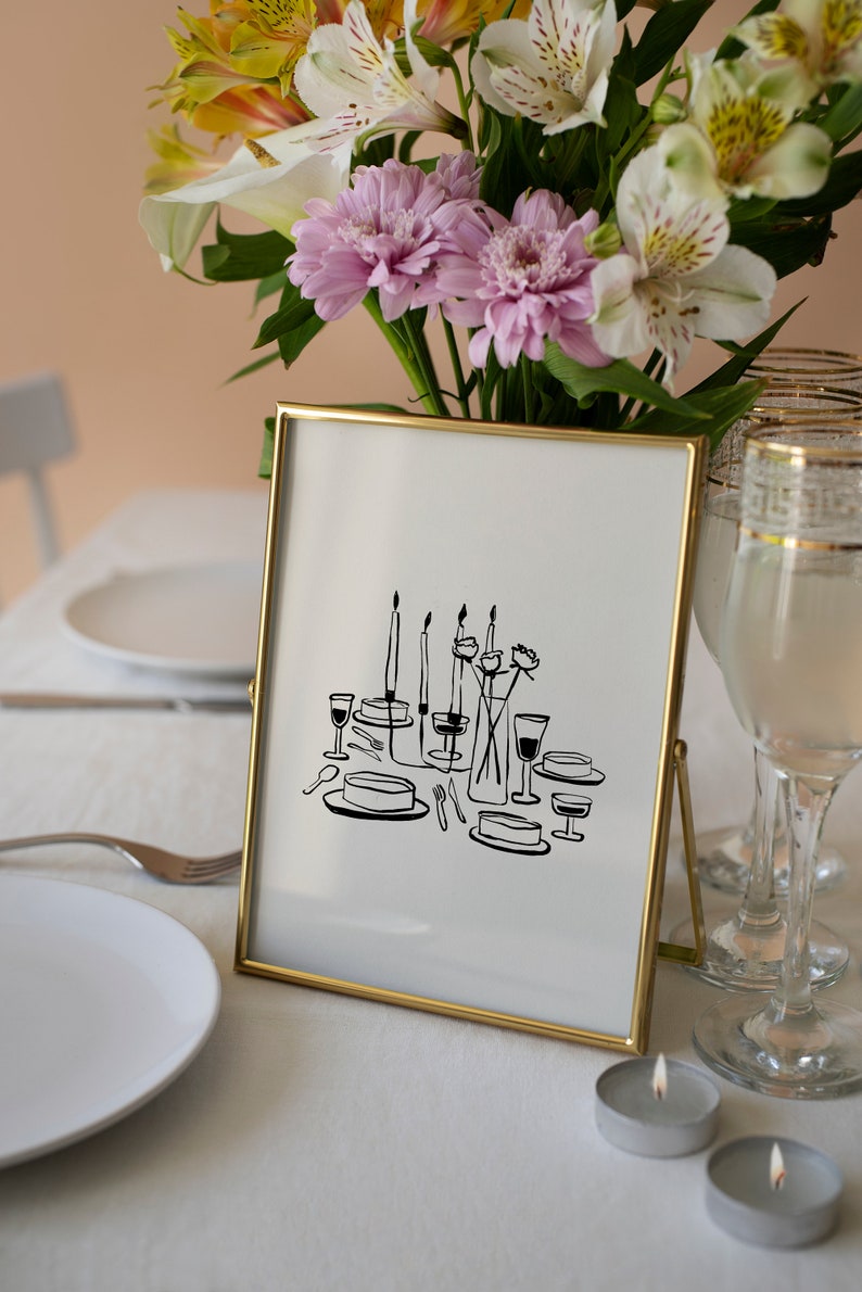 Hand Drawn Dinner Table SVG, PNG, CANVA. Tablescape for Invitation ...