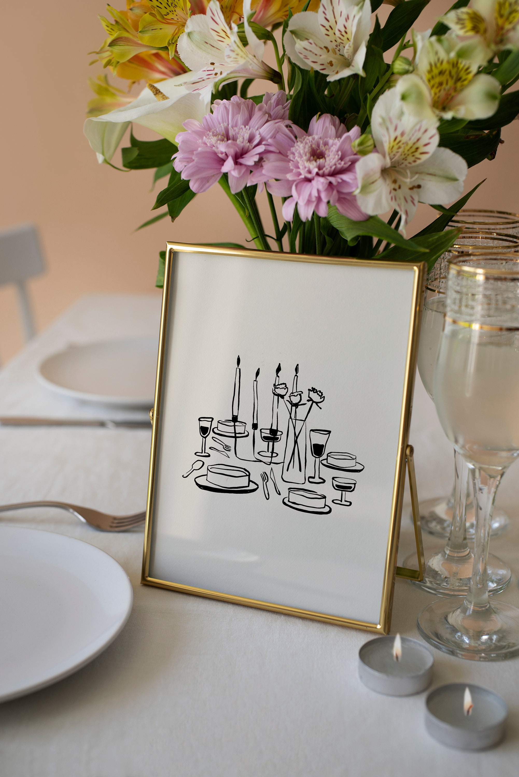 Hand Drawn Dinner Table SVG, PNG, CANVA. Tablescape for Invitation ...