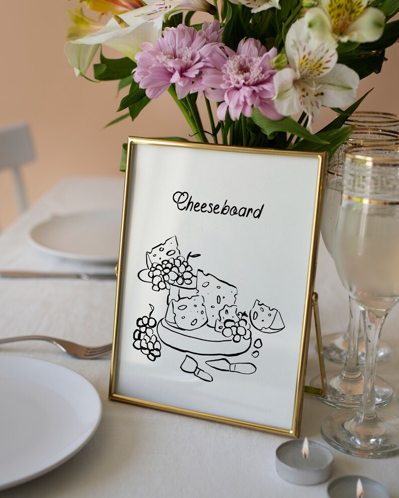 Hand Drawn Cheese Board SVG, PNG, CANVA. Tablescape for Invitation ...