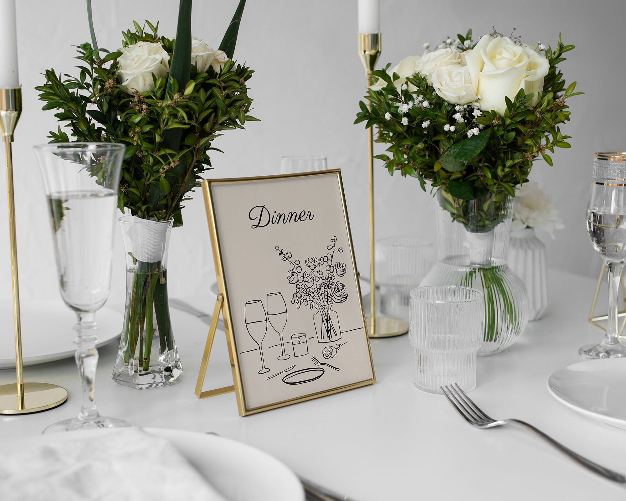 Hand Drawn Dinner Table SVG, PNG, CANVA. Tablescape for Invitation ...
