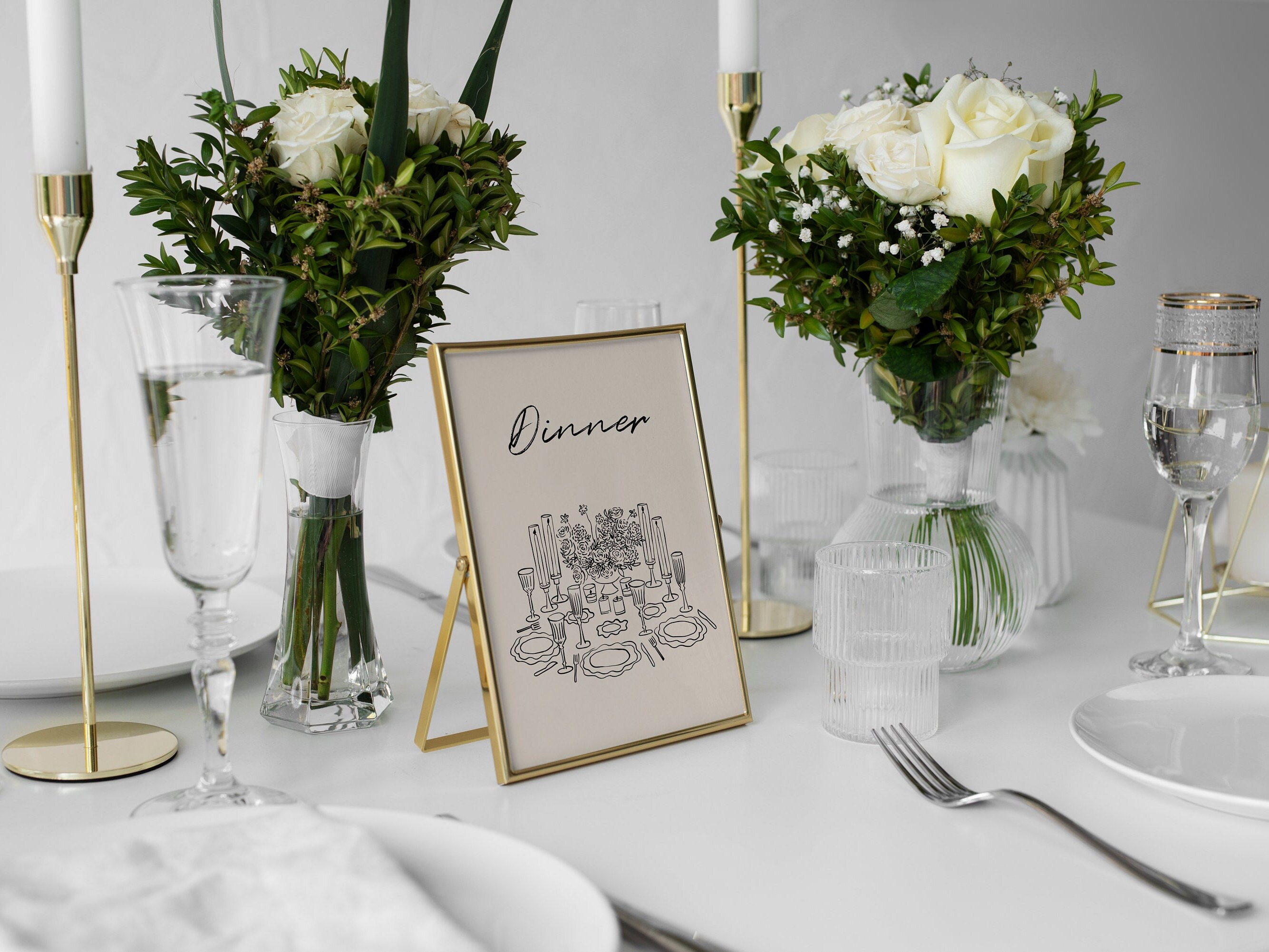 Hand Drawn Dinner Table SVG, PNG, CANVA. Tablescape for Invitation ...