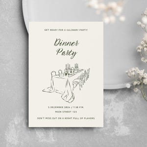 Hand Drawn Dinner Table SVG, PNG, CANVA. Tablescape for Invitation ...