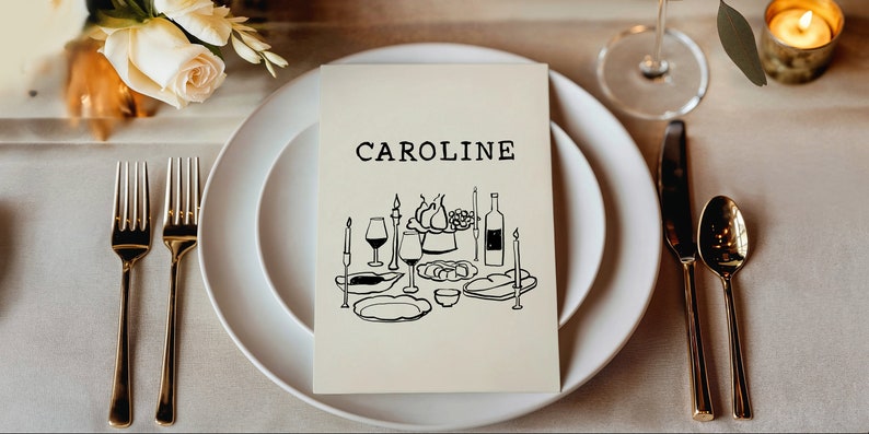 Hand Drawn Dinner Table SVG, PNG, CANVA. Tablescape for Invitation ...