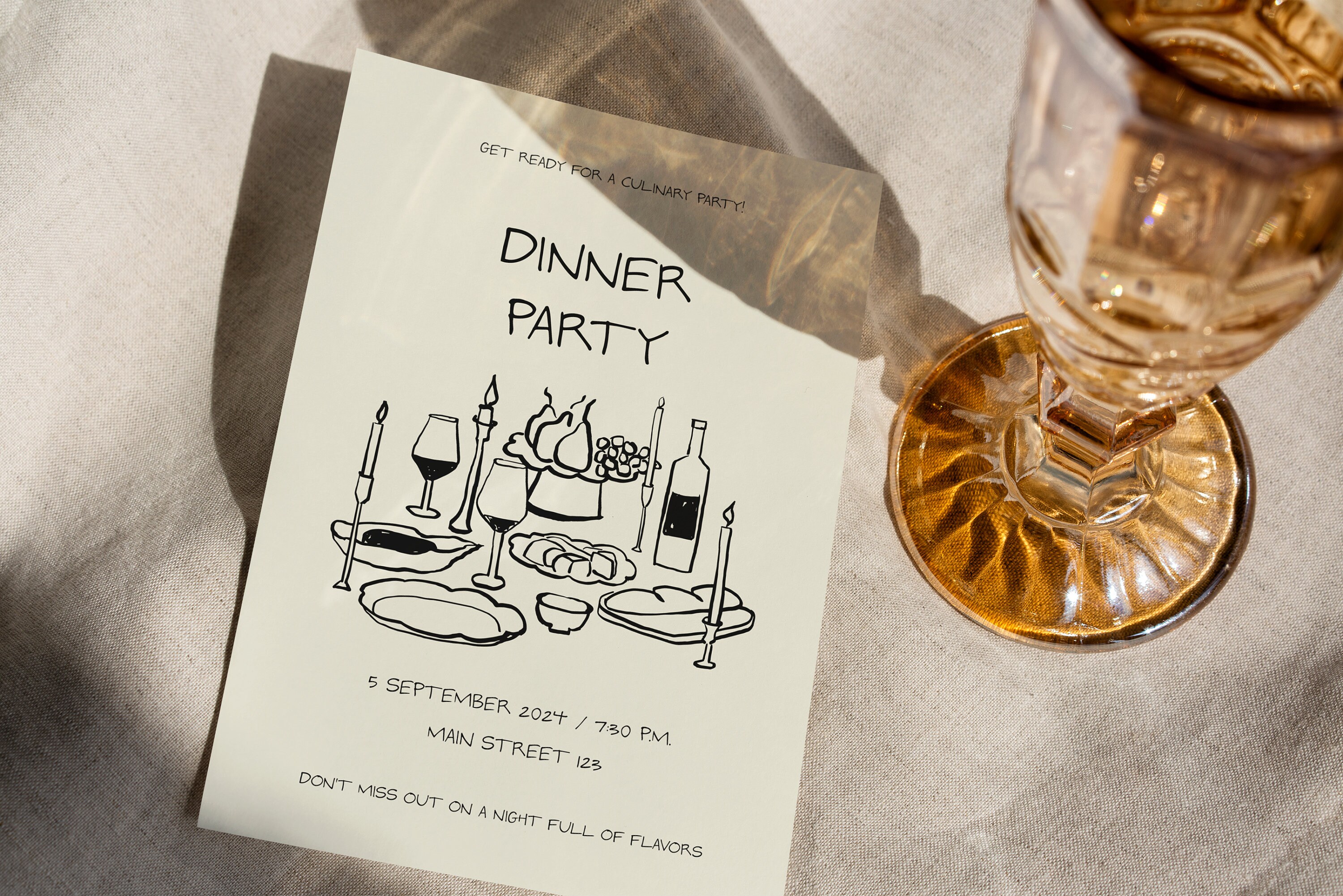 Hand Drawn Dinner Table (SVG, PNG, CANVA). Tablescape for Invitations ...