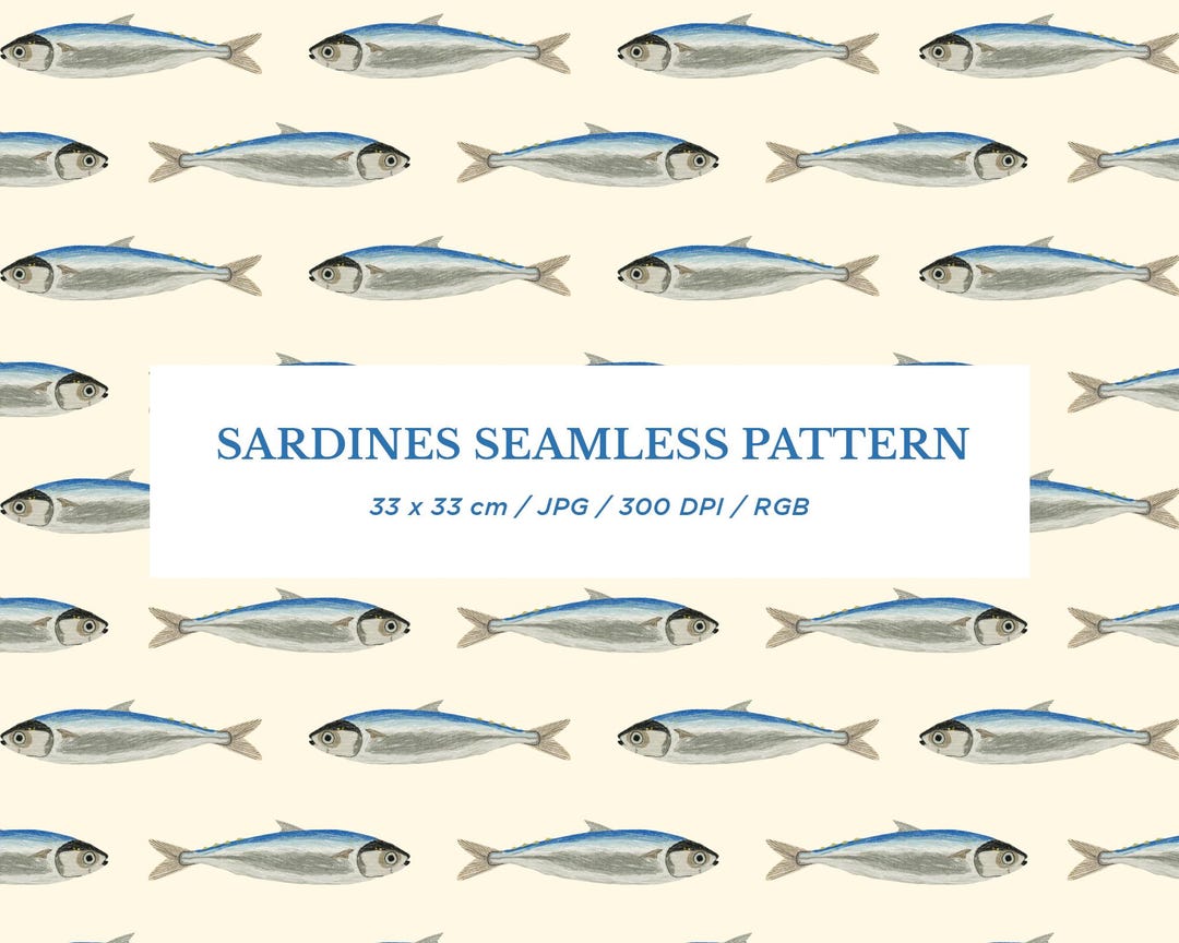 Seamless Sardine Pattern. Repeating Fish Background. Marine Seamless ...