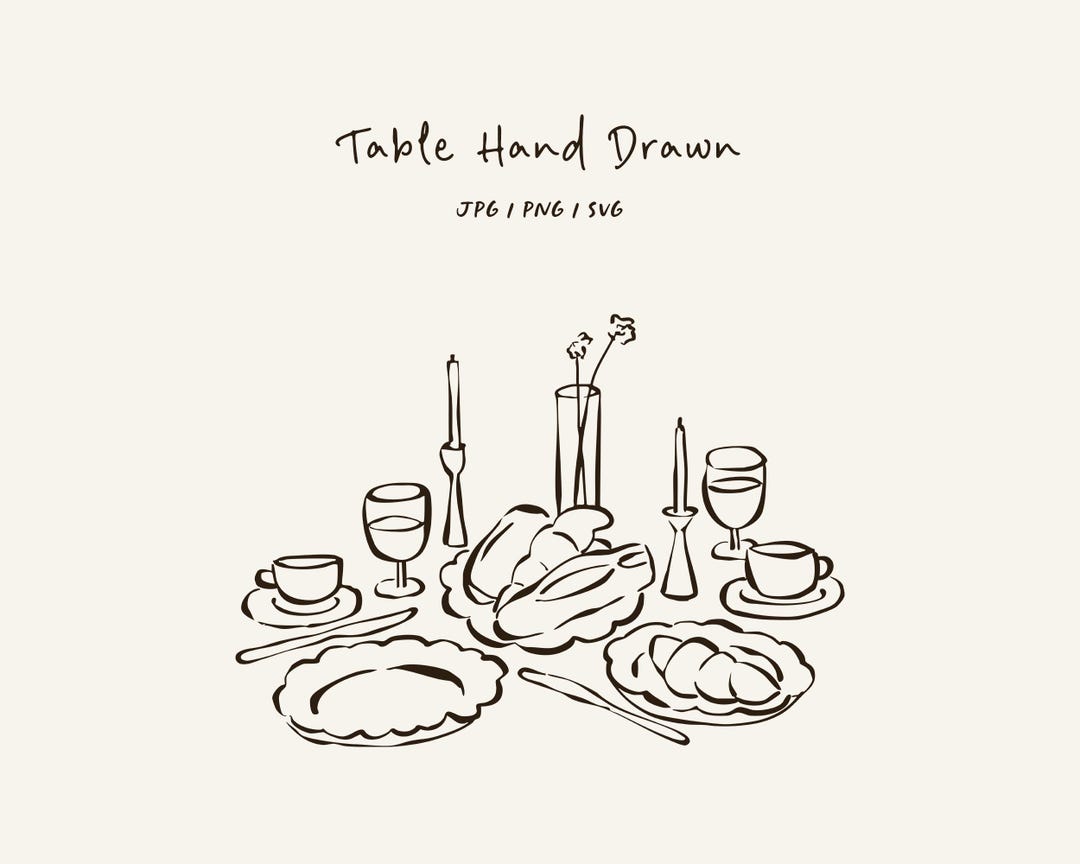 Hand-drawn Tablescape SVG, PNG, and JPG. Tablescape for Invitations ...