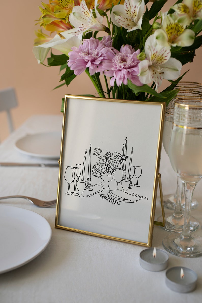Hand-drawn Dinner Table (SVG, PNG, CANVA). Tablescape for Invitations ...