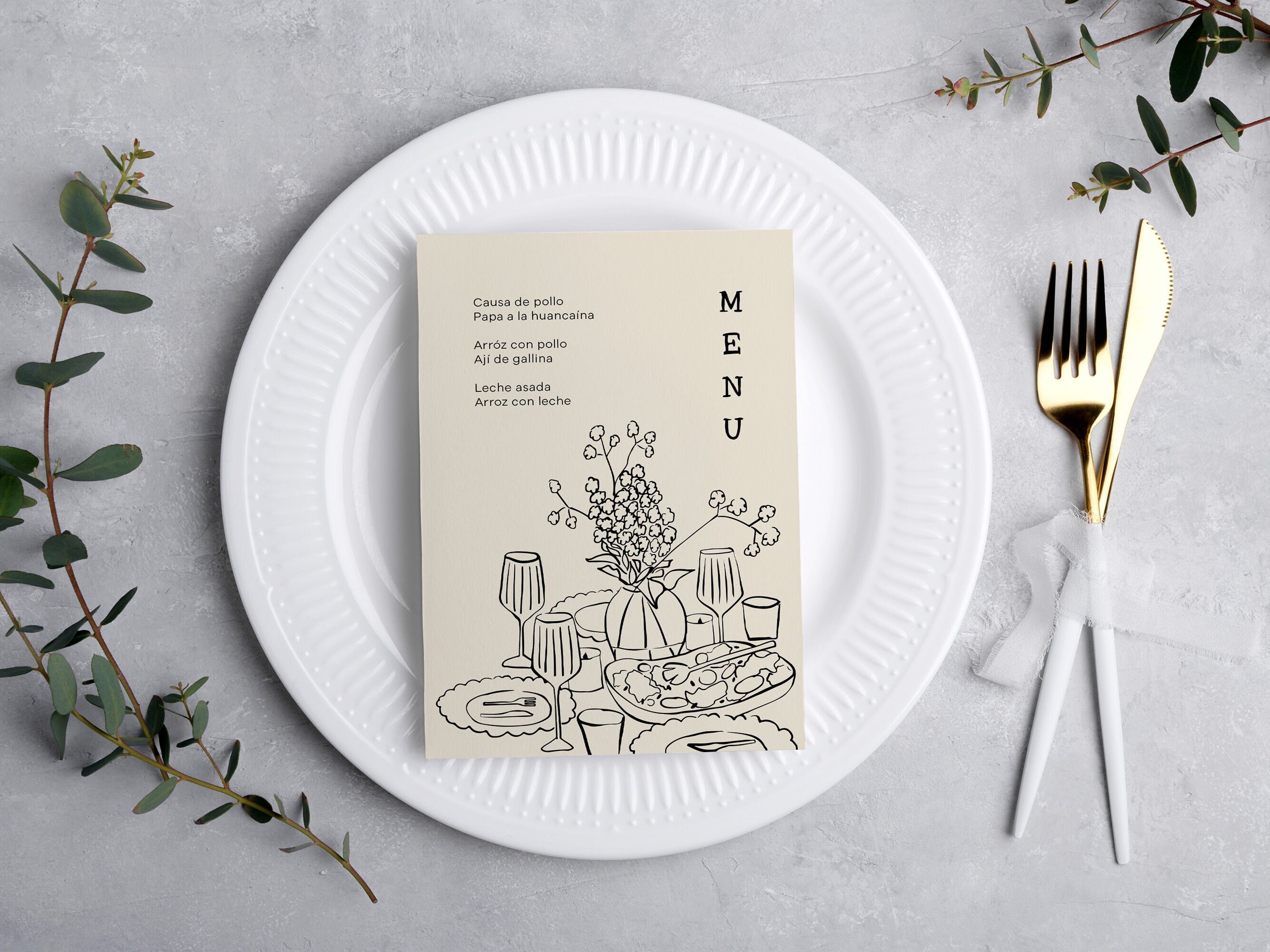 Hand Drawn Dinner Table (SVG, PNG, CANVA). Tablescape for Invitations ...