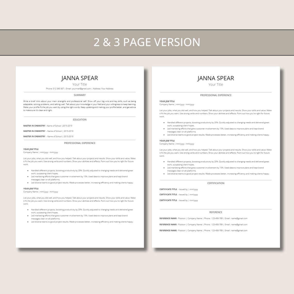 ATS Resume Template, ATS Friendly Resume Template, Google Docs, Word, 1 ...