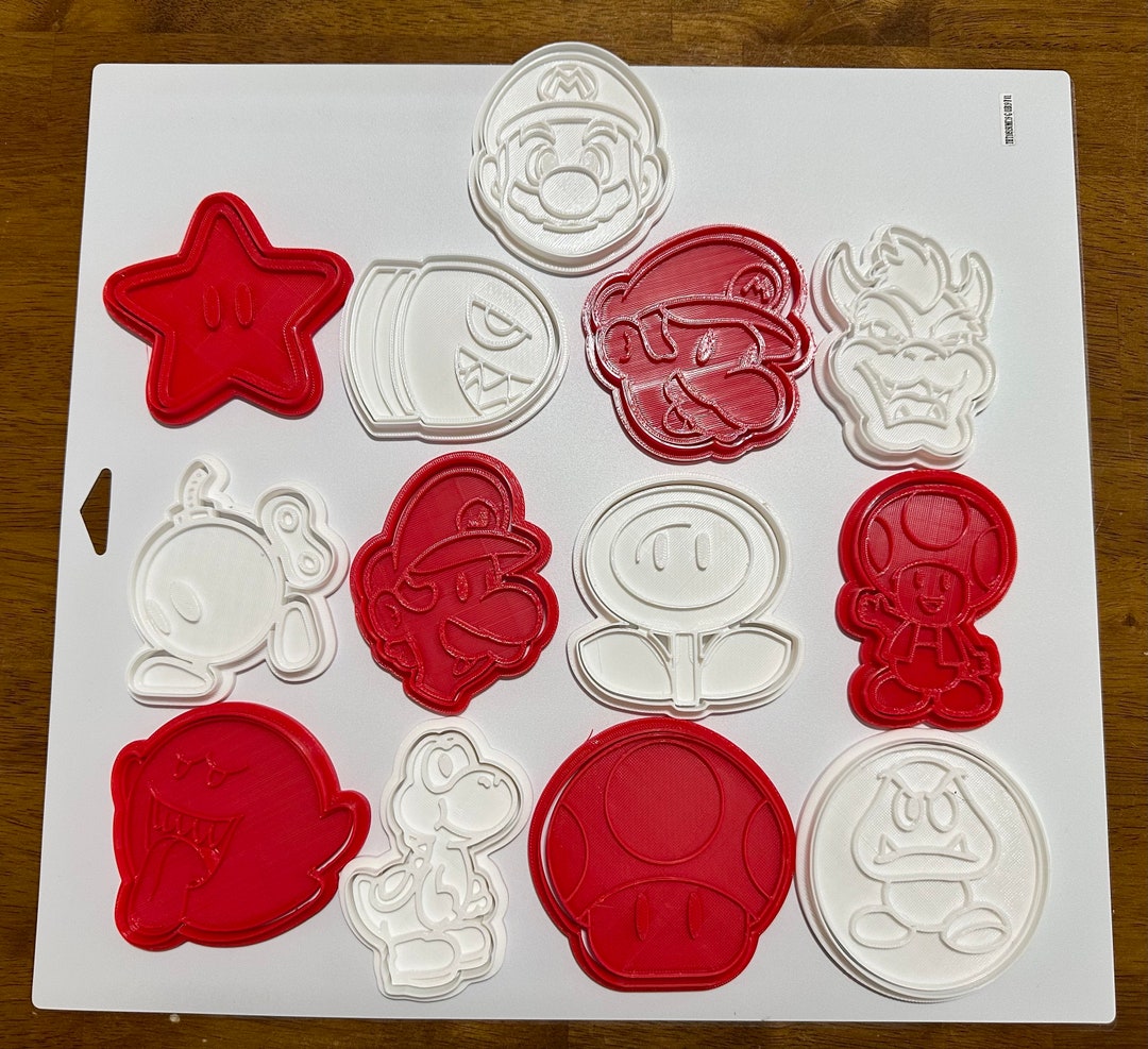 Mario Cookie Cutter/stamps/mario Inspired Cookie Cutter Set/set of 13/ ...