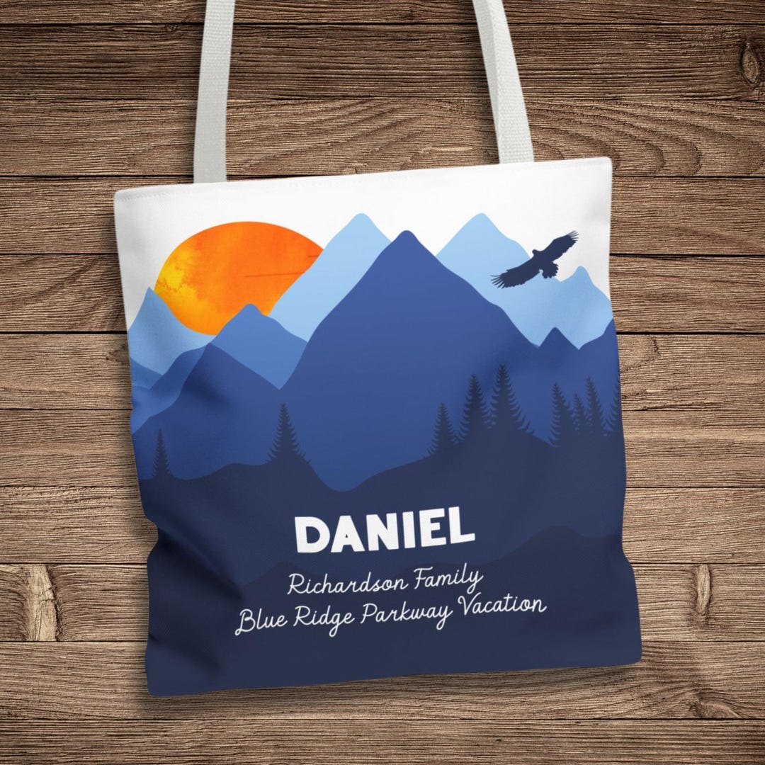 Custom Mountain Design Tote Bag: Blue Ridge Parkway Camping Gift - Etsy