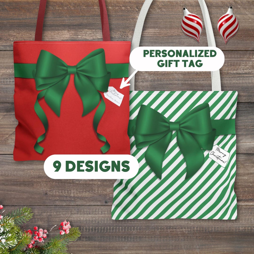 Personalized Christmas Wrapping Boxy Tote Bag in 9 Designs ...