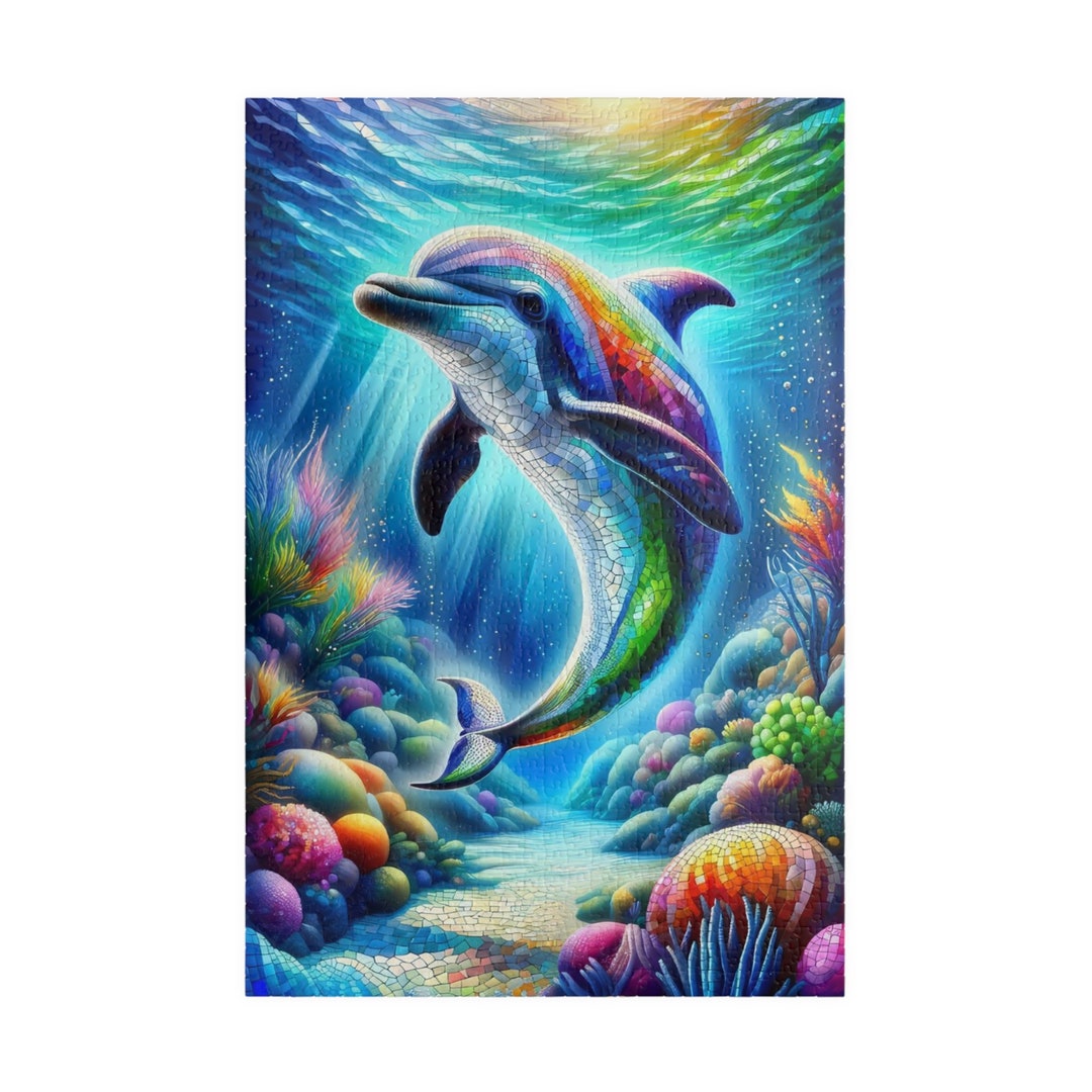 Mosaic Dolphin Puzzle 110, 252, 520, 1014-piece Adults Puzzle, Unique ...