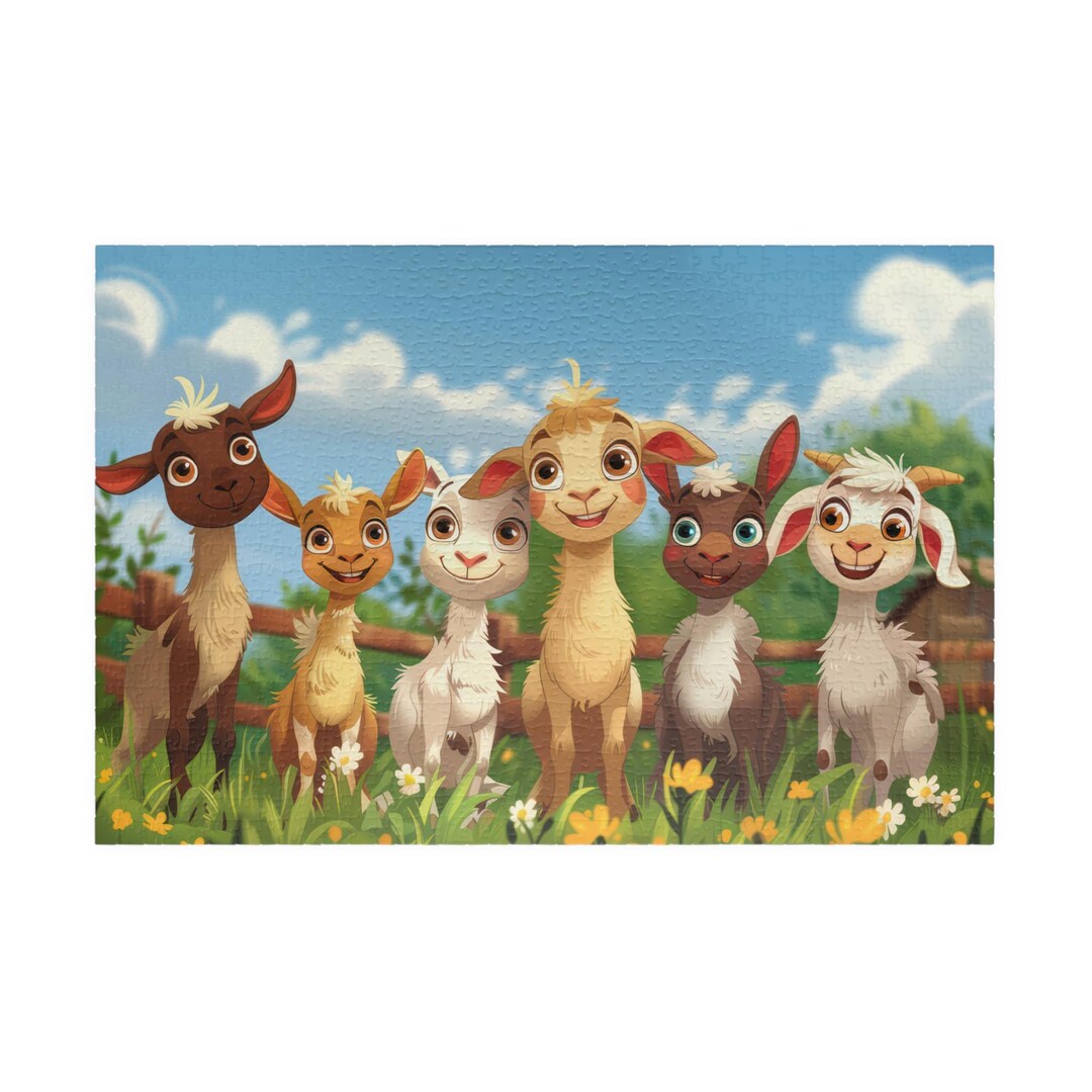 Adorable Cartoon Baby Goats Puzzle in 110, 252, 520, or 1014 Pieces ...