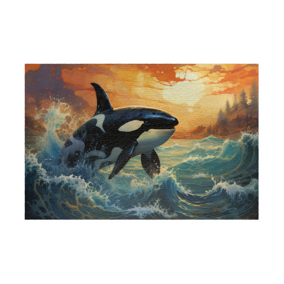 Colorful Orca Playing in the Waves Puzzle in 110, 252, 520, or 1014 ...