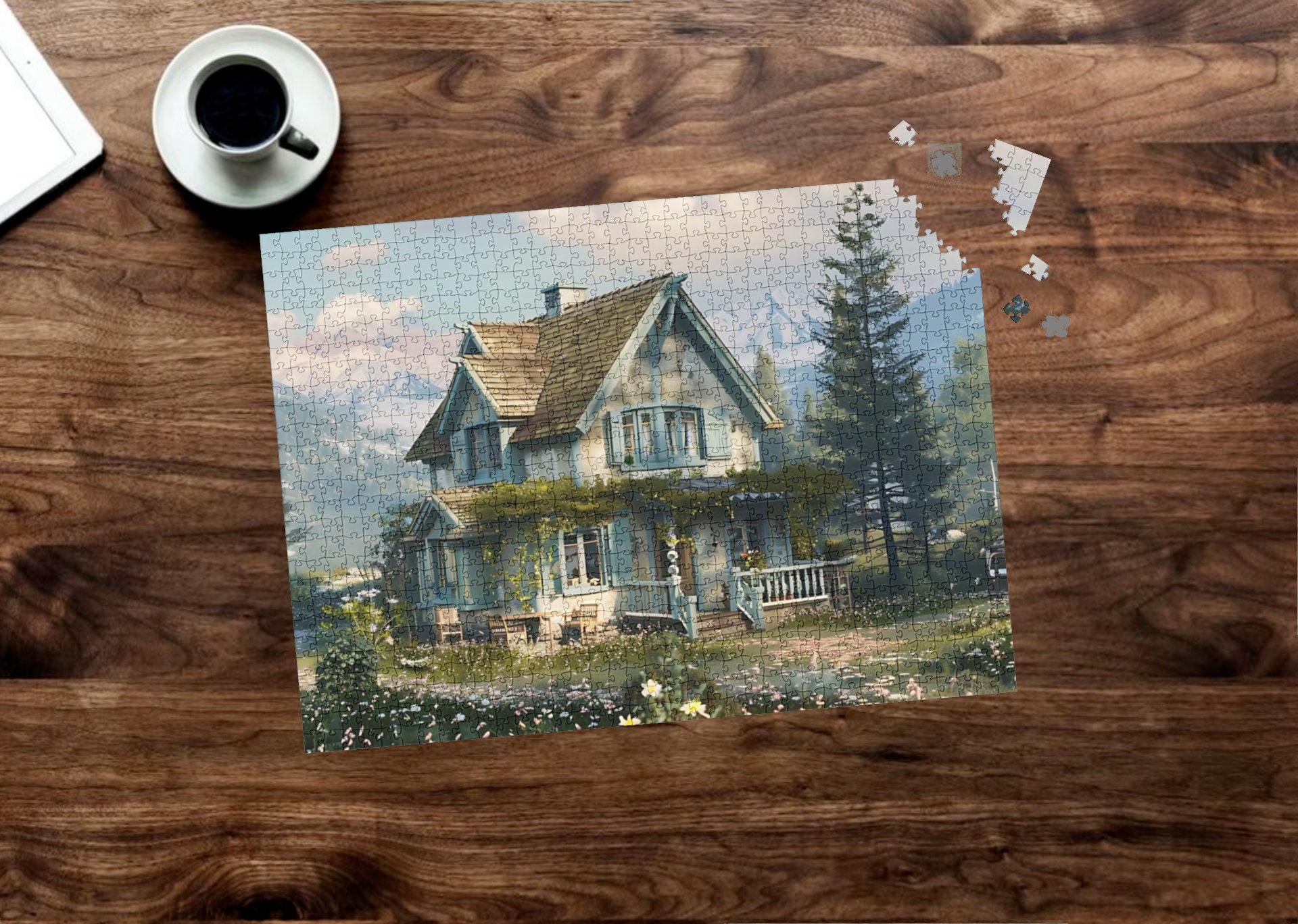 Rustic Cottage in the Mountains Puzzle in 110, 252, 520, or 1014 Pieces ...