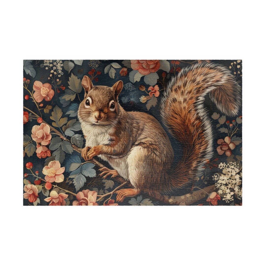 William Morris Inspired Squirrel Puzzle in 110, 252, 520, or 1014 ...