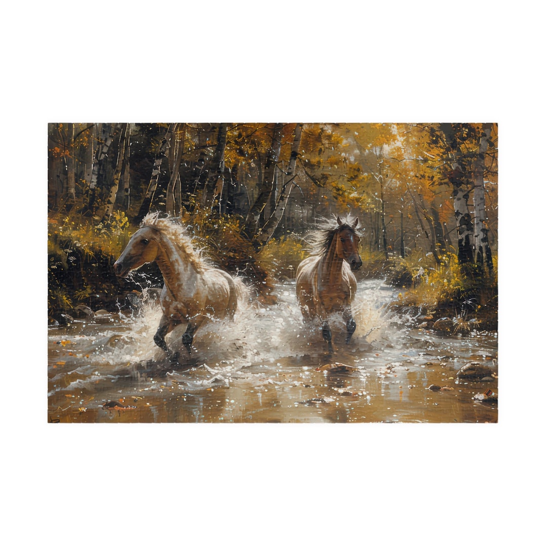 Wild Horses Running in a River Puzzle in 110, 252, 520, or 1014 Pieces ...